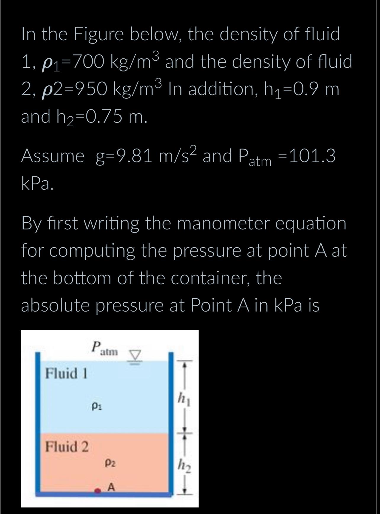 Solved In the Figure below, the density of fluid | Chegg.com