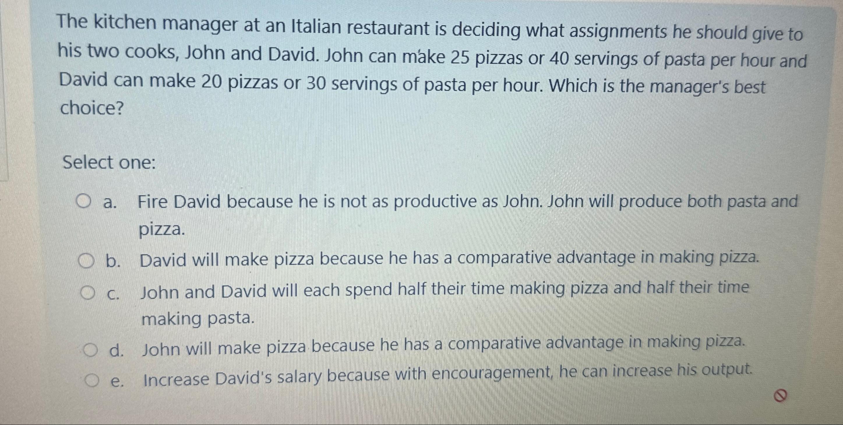 Solved The kitchen manager at an Italian restaurant is | Chegg.com