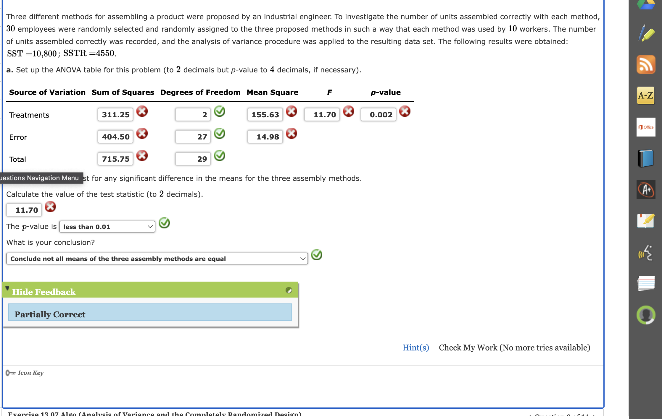 Solved Three different methods for assembling a product were | Chegg.com