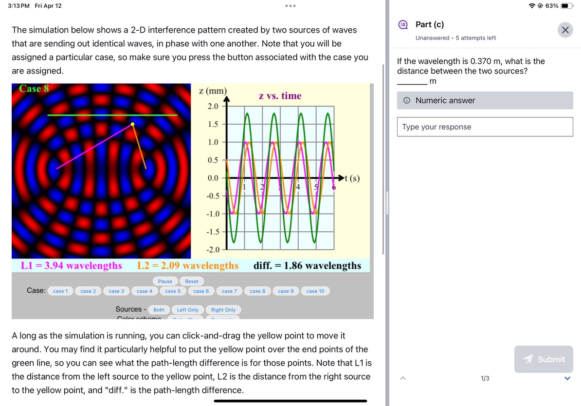 Solved The simulation below shows a 2-D interference pattern | Chegg.com