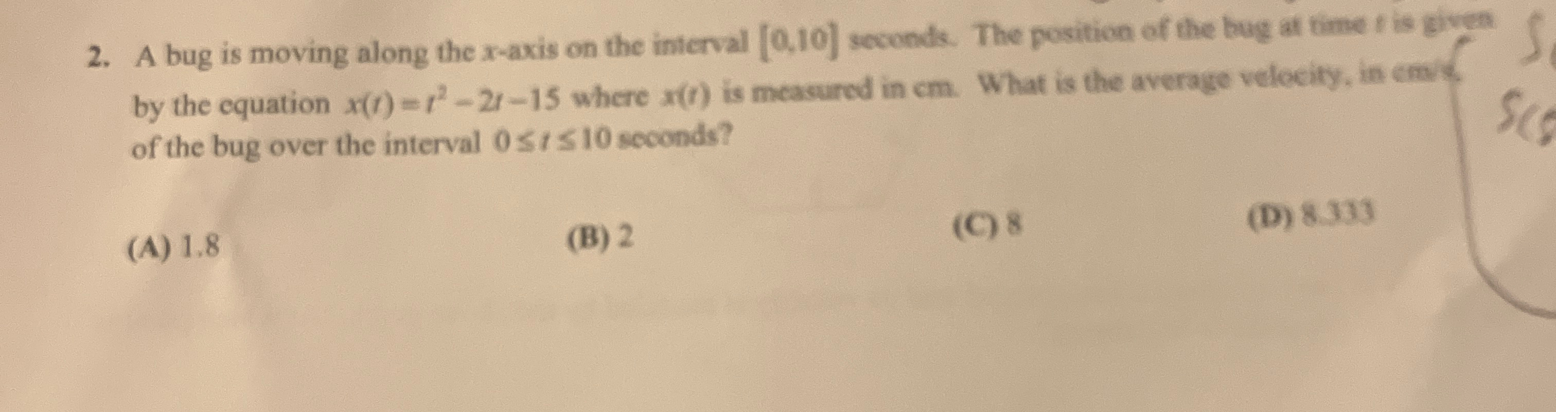 Solved A bug is moving along the x-axis on the interval 0,10 | Chegg.com
