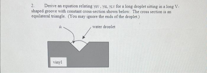 Solved 2. Derive an equation relating ysv . YSL, YLV for a | Chegg.com