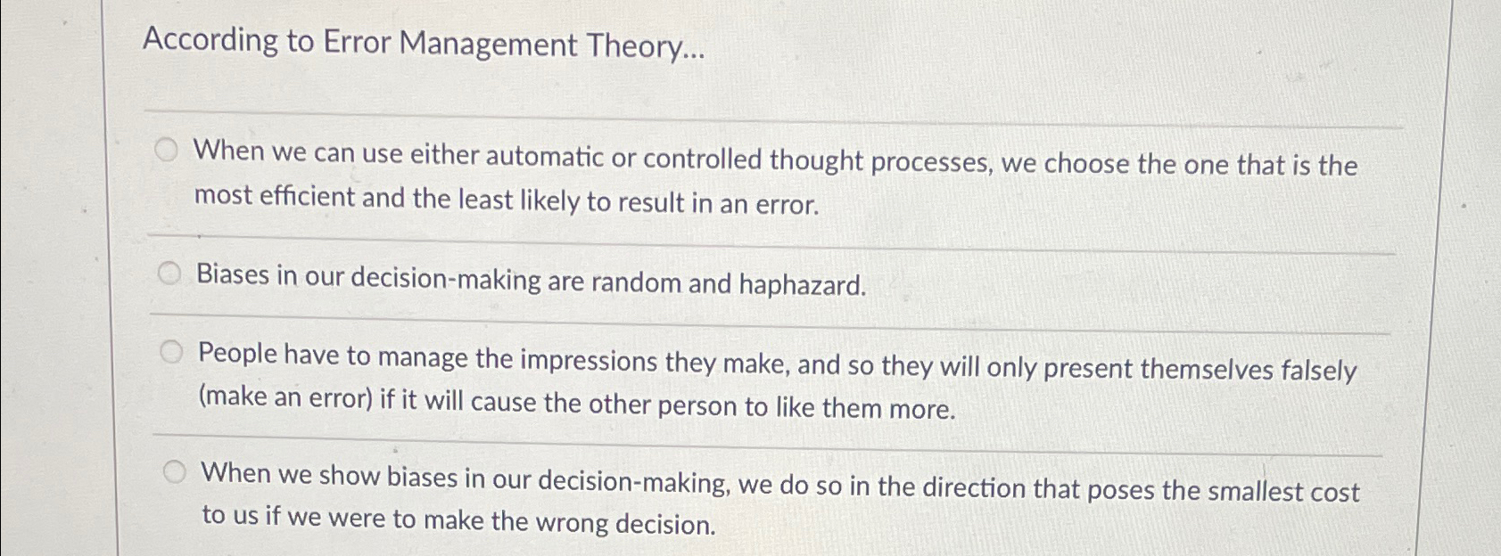 Solved According to Error Management Theory...When we can | Chegg.com