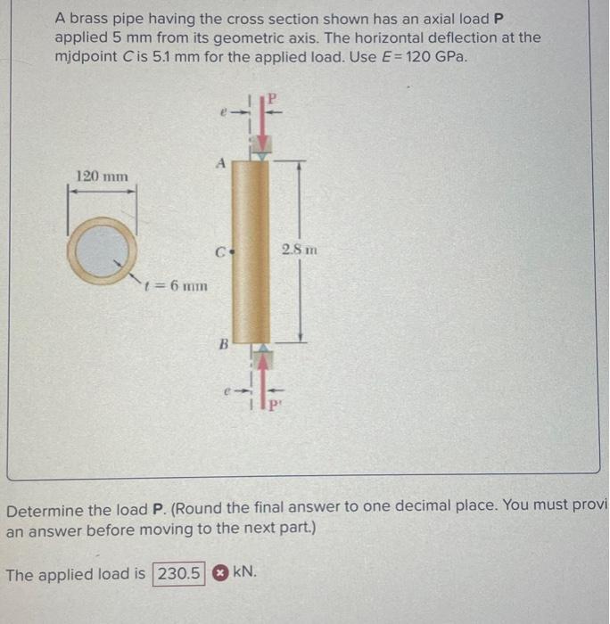 Solved A brass pipe having the cross section shown has an | Chegg.com