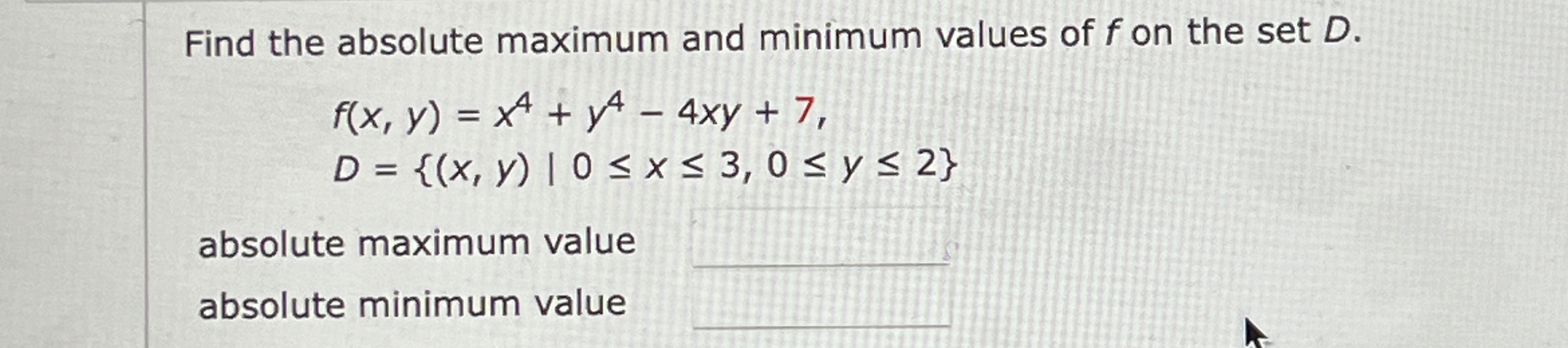 Solved By An Expert Find The Absolute Maximum And Minimum Values Of F