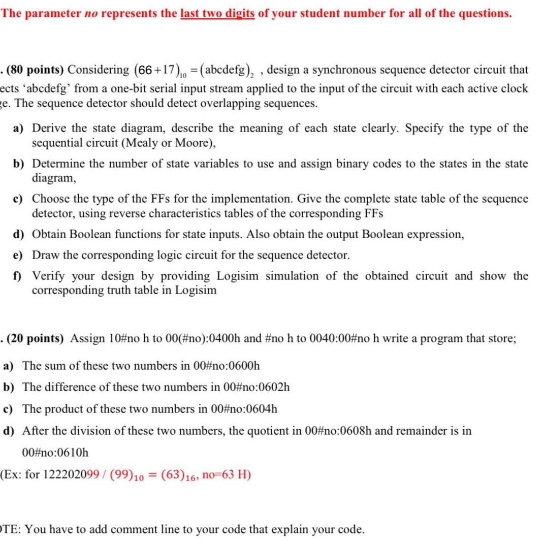 Solved The parameter no represents the last two digits of | Chegg.com