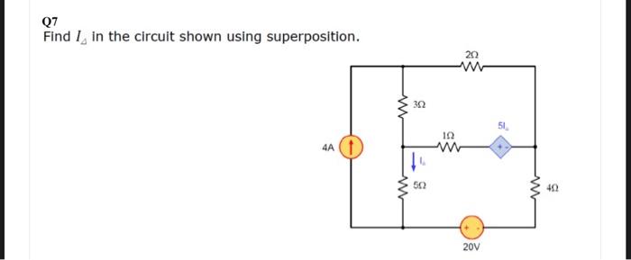 Solved Q7 Find IΔ in the circuit shown using superposition. | Chegg.com
