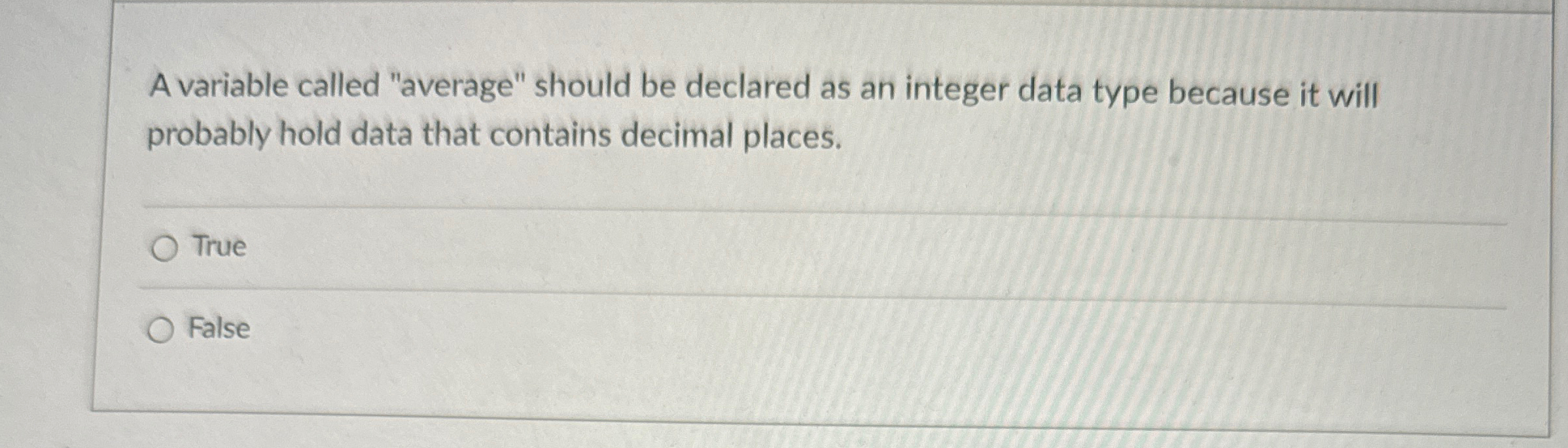 Solved A variable called "average" should be declared as an | Chegg.com