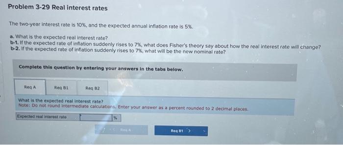 Solved Problem 3-29 Real interest rates The two-year | Chegg.com