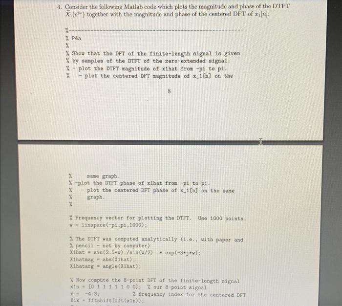 Solved 4 Consider The Following Matlab Code Which Plots The