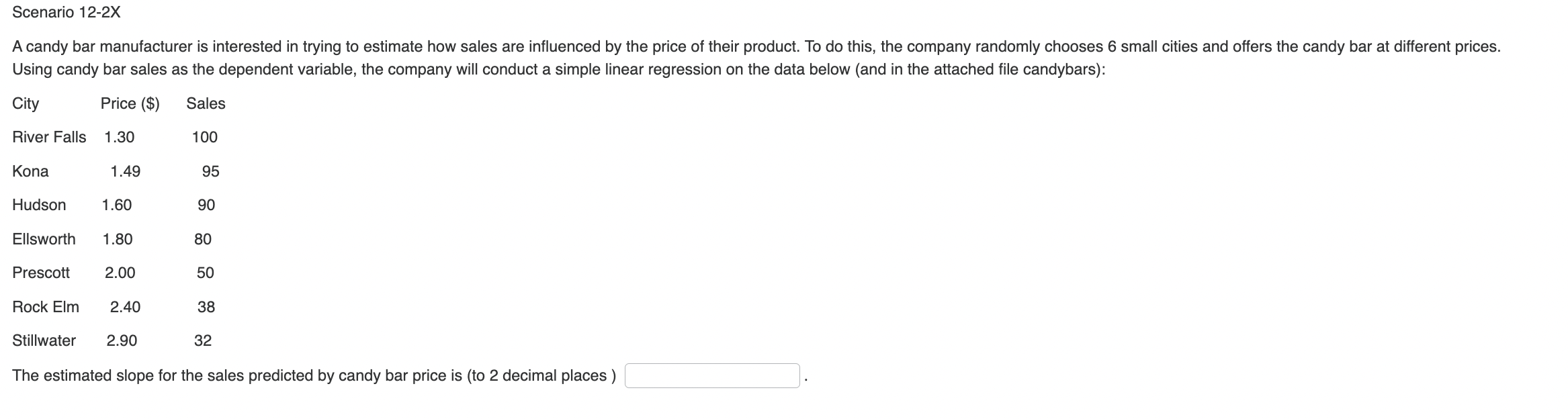 Solved Scenario 12-2XA candy bar manufacturer is interested | Chegg.com