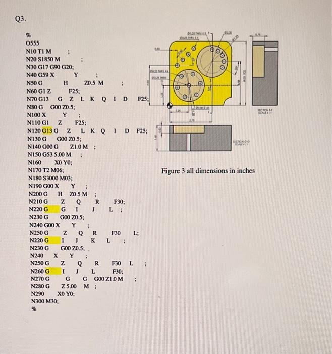 Q3. The part drawing is shown in figure 3 to be | Chegg.com