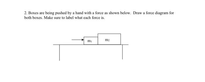 Solved 2. Boxes are being pushed by a hand with a force as | Chegg.com