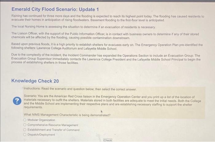 Solved Emerald City Flood Scenario: Update 1 Raining has | Chegg.com