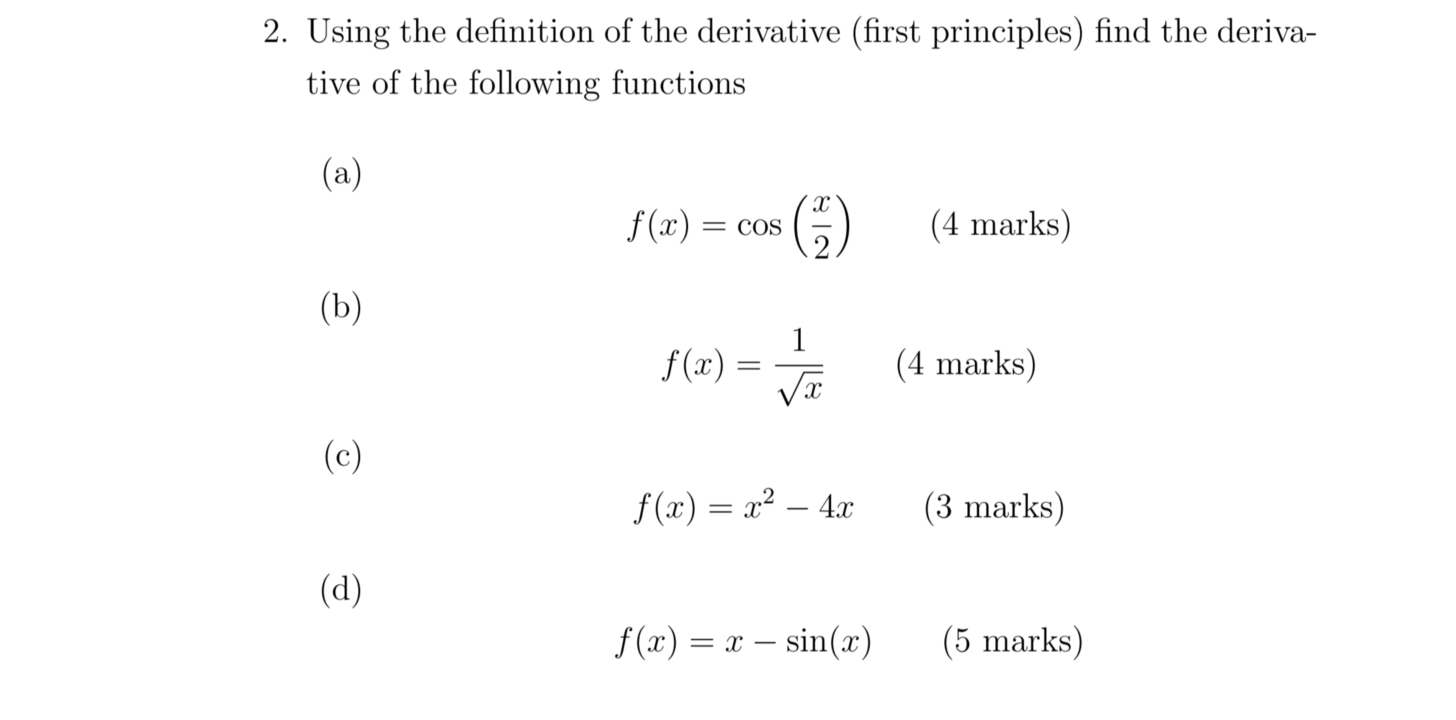 Solved Using the definition of the derivative (first | Chegg.com