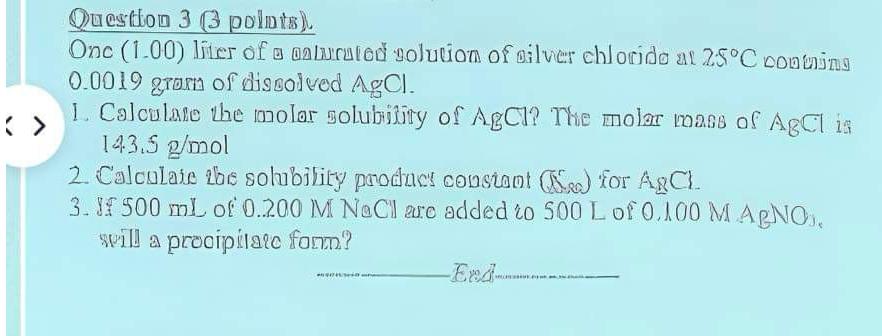 Solved Question 3 (3) ﻿polnats)Onc ( 1.00 ) ﻿liter of a | Chegg.com