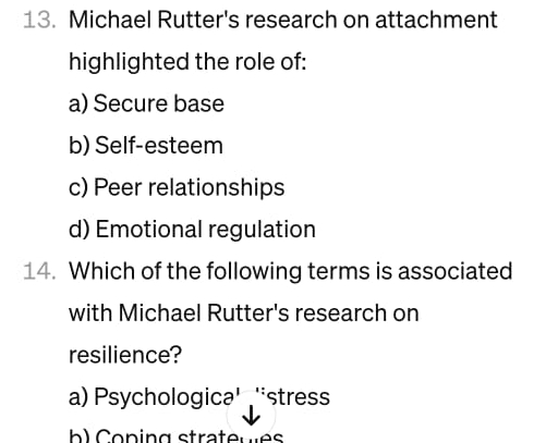 Solved Michael Rutter's research on attachment highlighted | Chegg.com