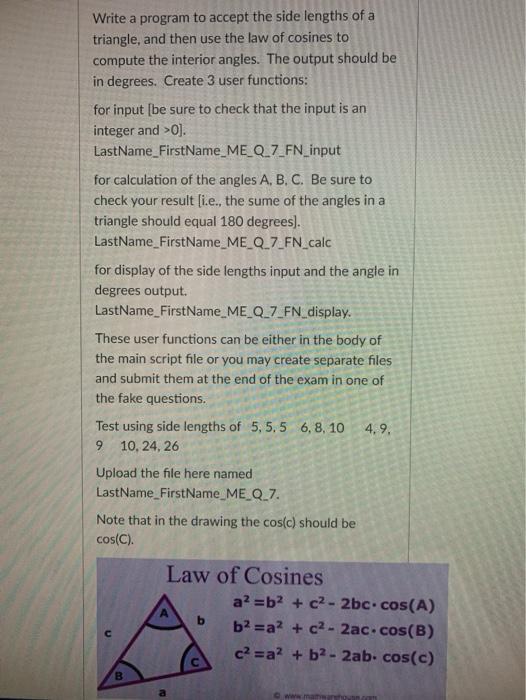 Solved Write a program to accept the side lengths of a | Chegg.com