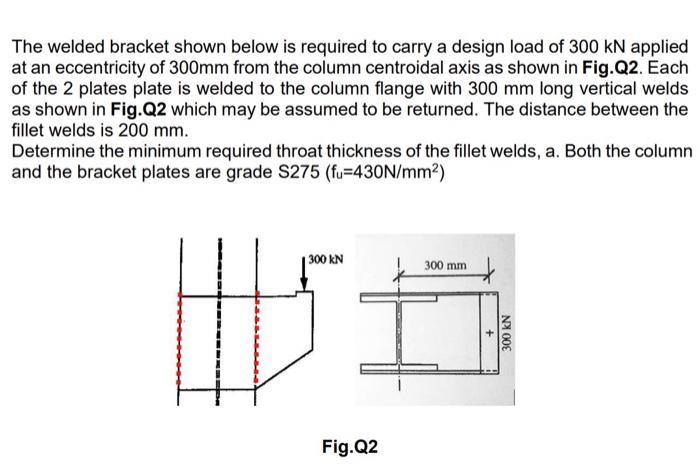 Solved The welded bracket shown below is required to carry a | Chegg.com