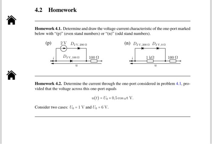 Solved Homework 4.1. Determine and draw the voltage-current | Chegg.com