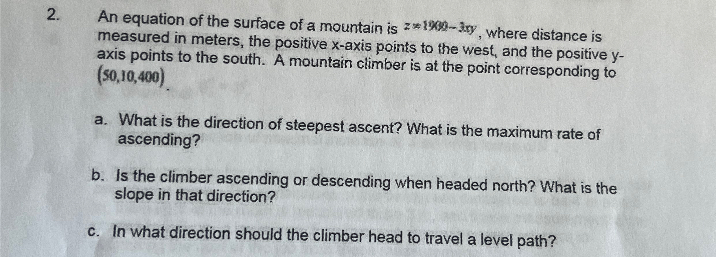 Solved An equation of the surface of a mountain is | Chegg.com