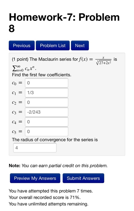 Solved Homework 7 Problem Previous Problem List Next 7 1