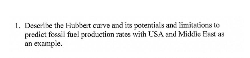 Solved 1. Describe the Hubbert curve and its potentials and | Chegg.com