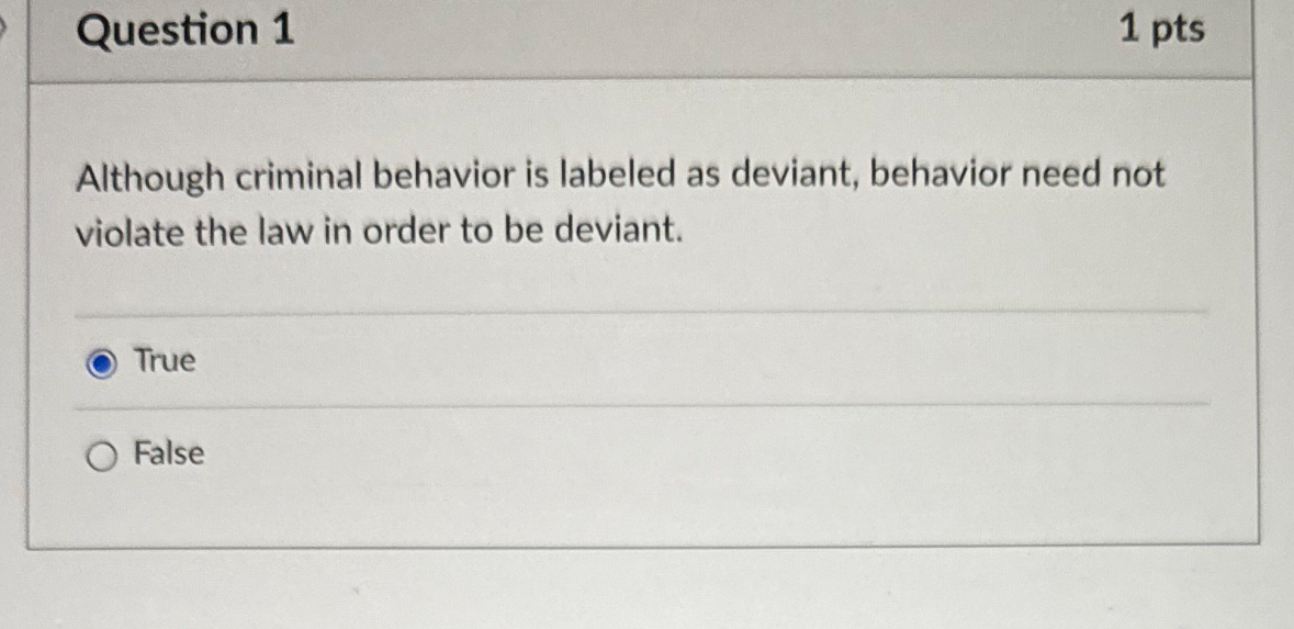 Solved Although criminal behavior is labeled as deviant, | Chegg.com