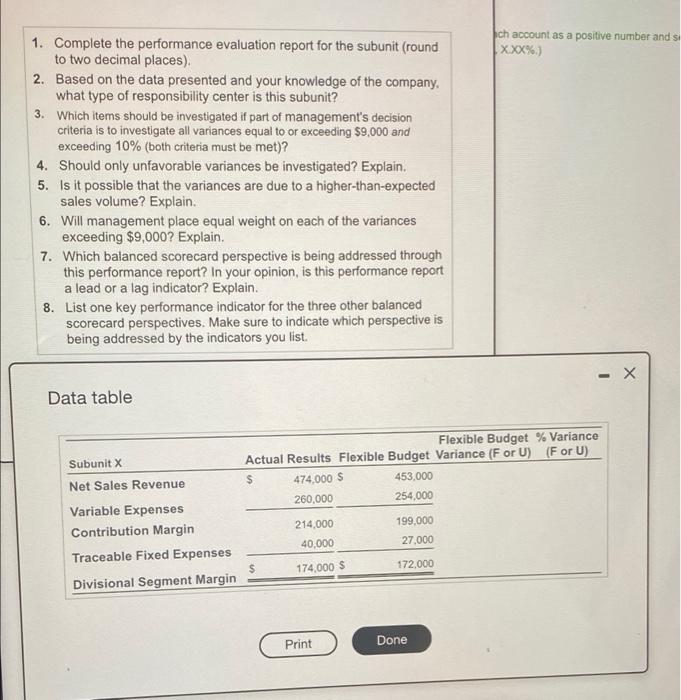 Solved Ich account as a positive number and si X.XX%) 1. | Chegg.com