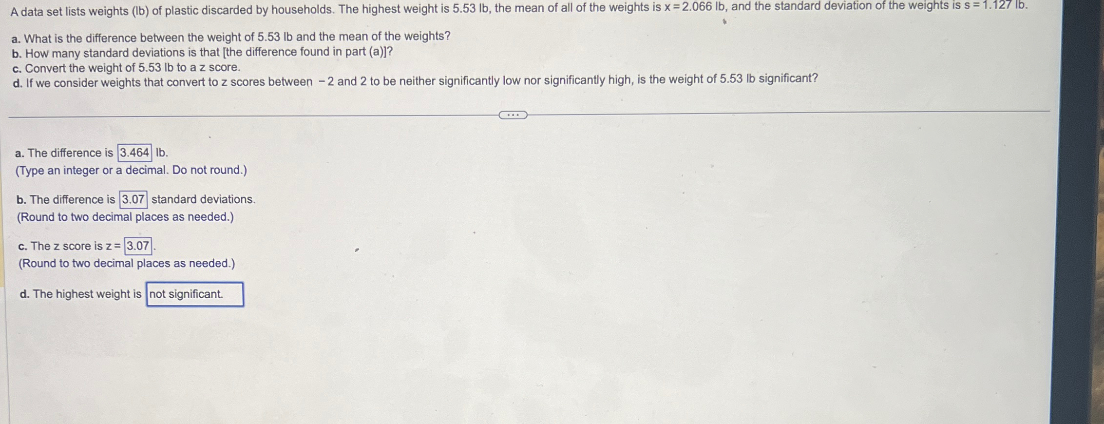 Solved A data set lists weights (Ib) ﻿of plastic discarded | Chegg.com
