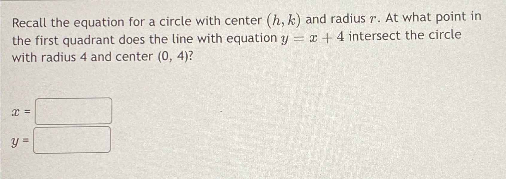 Solved Recall the equation for a circle with center (h,k) | Chegg.com