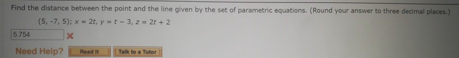 Solved Find the distance between the point and the line | Chegg.com