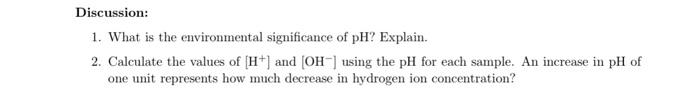 Solved Discussion: 1. What is the environmental significance | Chegg.com