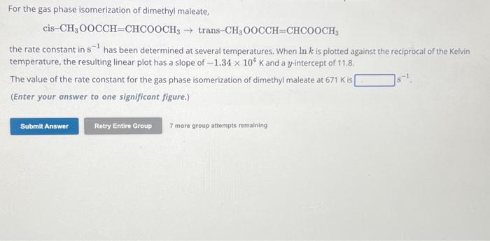 Solved cis −CH3OOCCH=CHCOOCH3→ trans −CH3OOCCH=CHCOOCH the | Chegg.com
