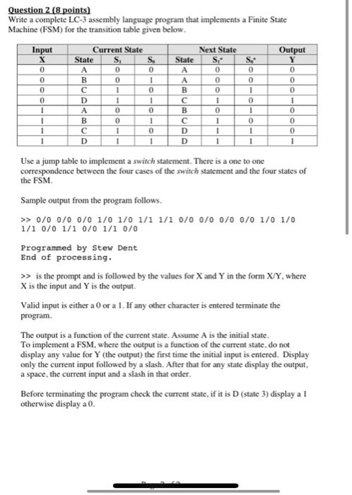 Question 2 (8 points) Write a complete LC-3 assembly | Chegg.com