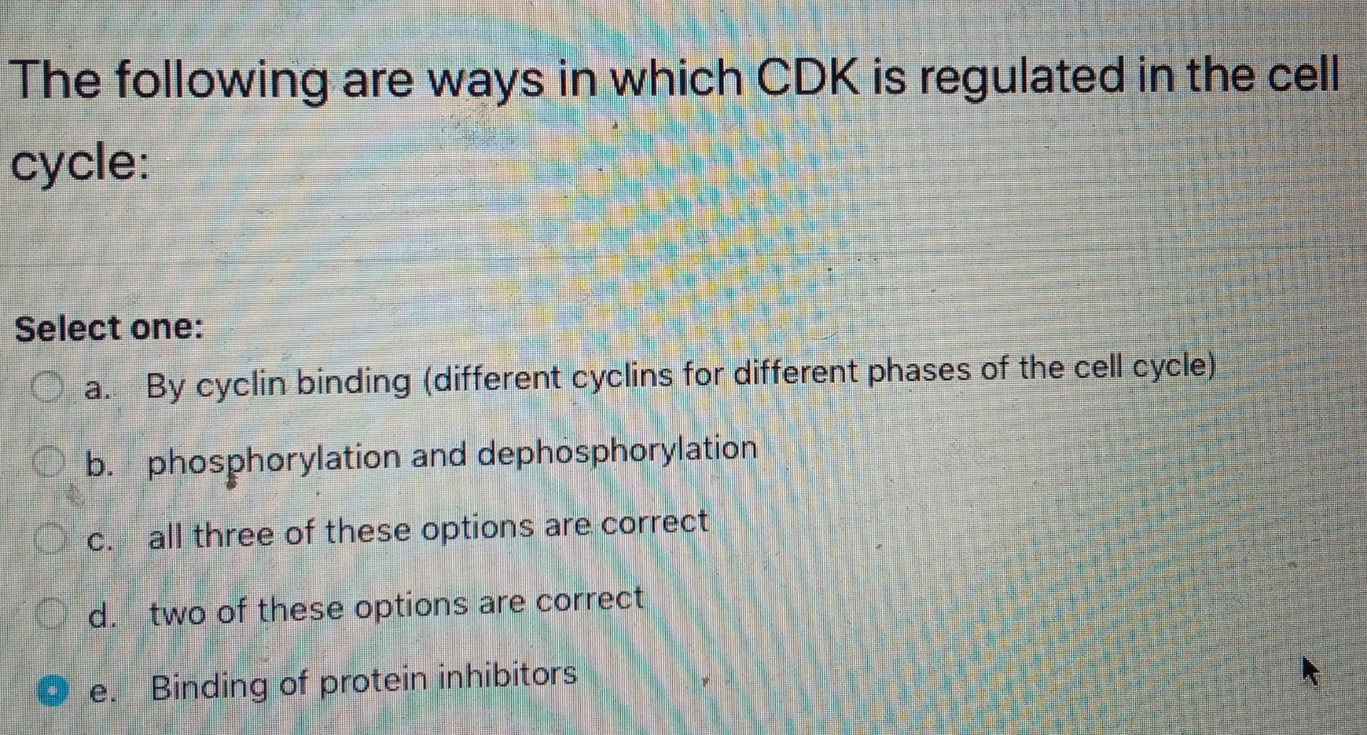Solved The following are ways in which CDK is regulated in | Chegg.com