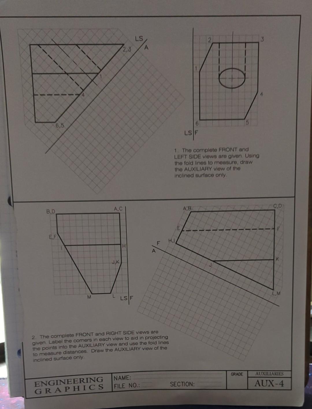 Solved 1. The complete FRONT and LEFT SIDE views are given. | Chegg.com