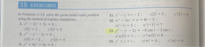 Solved In Problems 1-14, solve the given initial value | Chegg.com