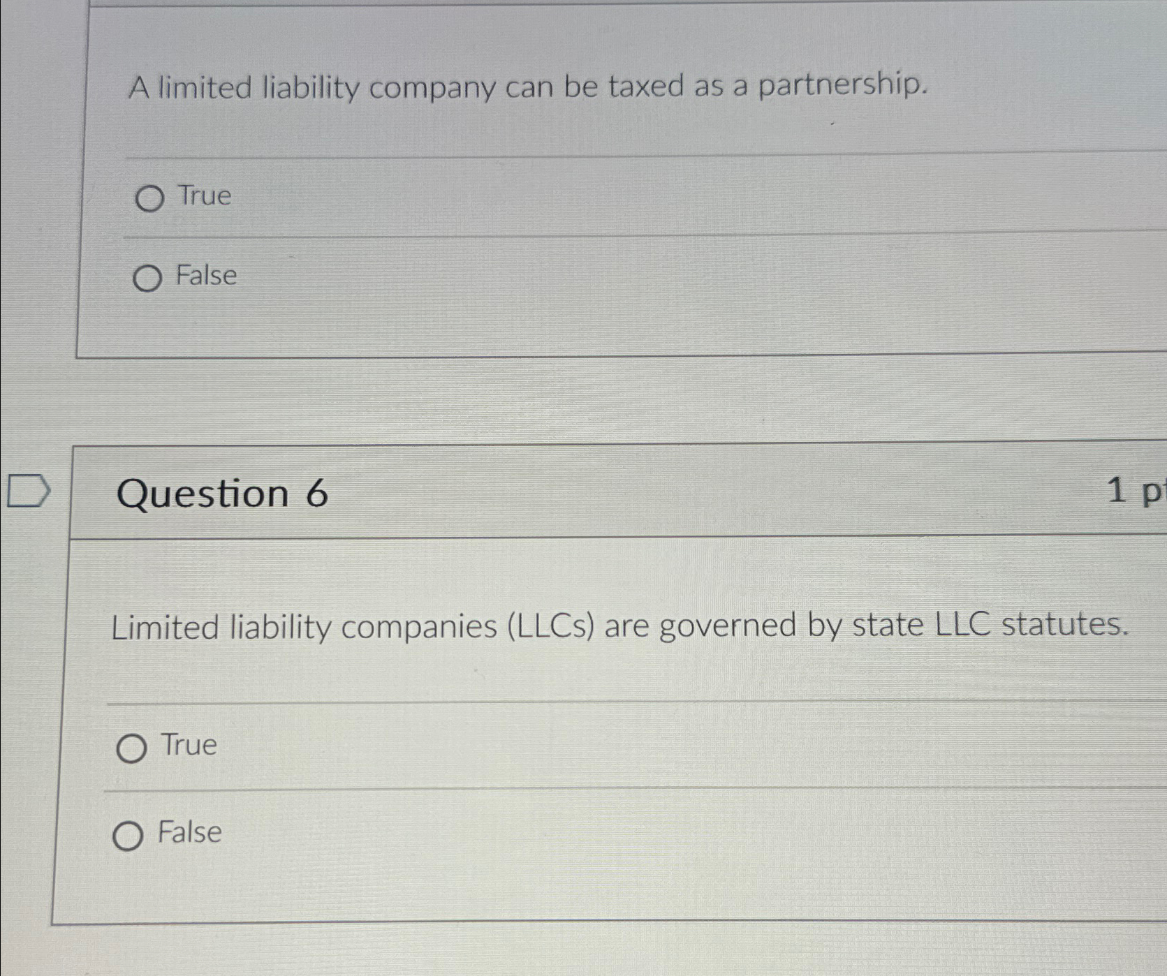 Solved A limited liability company can be taxed as a | Chegg.com