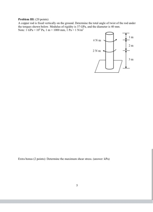 Solved Problem III: (20 points) A copper rod is fixed | Chegg.com