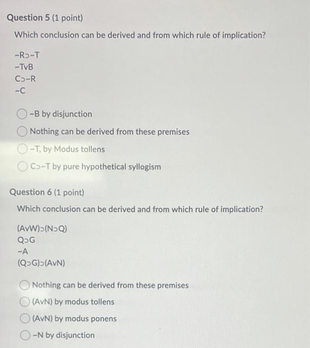 Solved Which conclusion can be derived and from which rule | Chegg.com