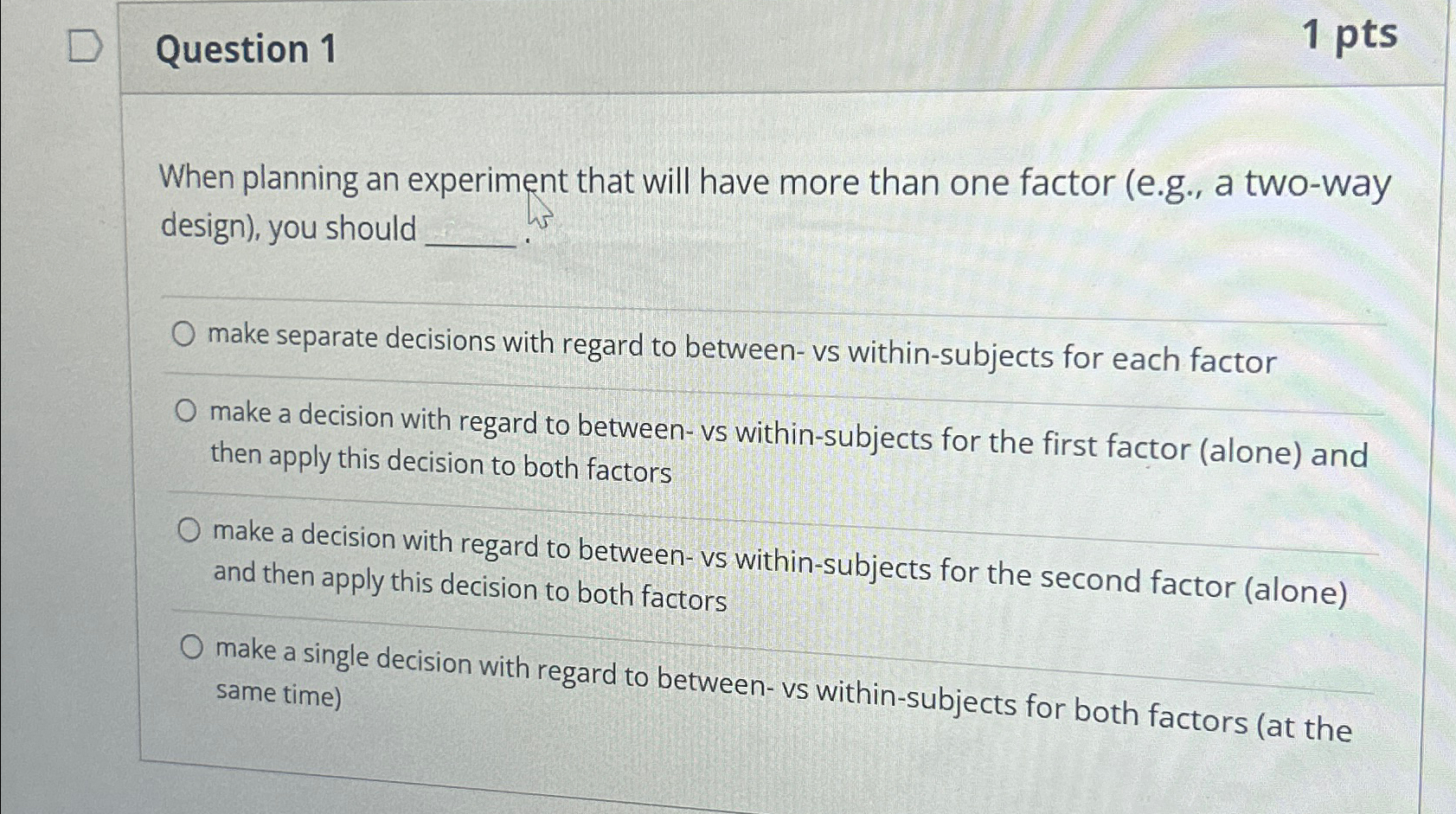 Solved Question 11 ﻿ptsWhen planning an experiment that will | Chegg.com