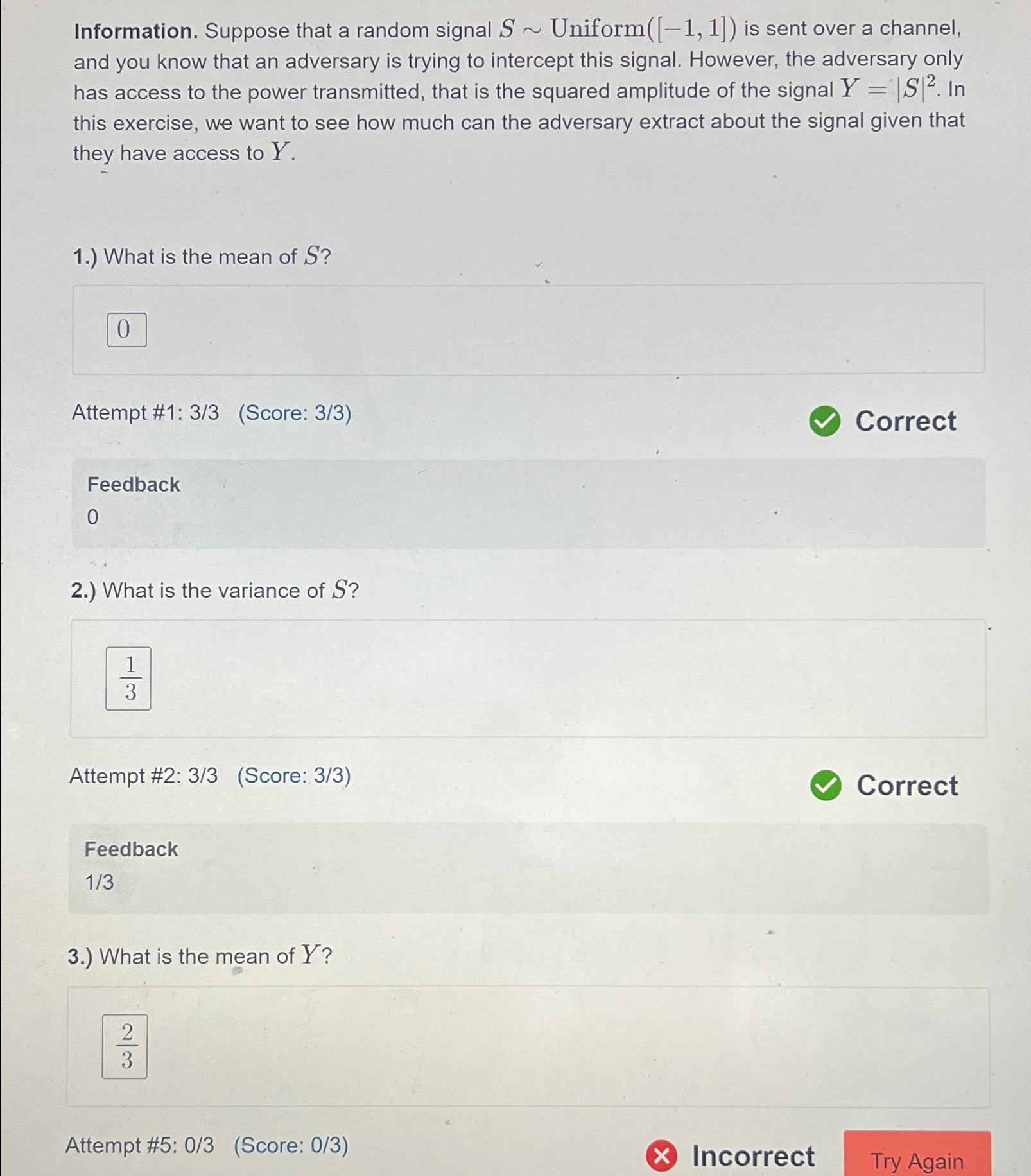 Solved Information. Suppose that a random signal | Chegg.com
