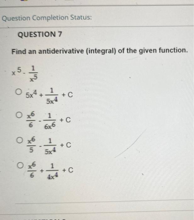 Solved Question Completion Status: QUESTION 7 Find an | Chegg.com
