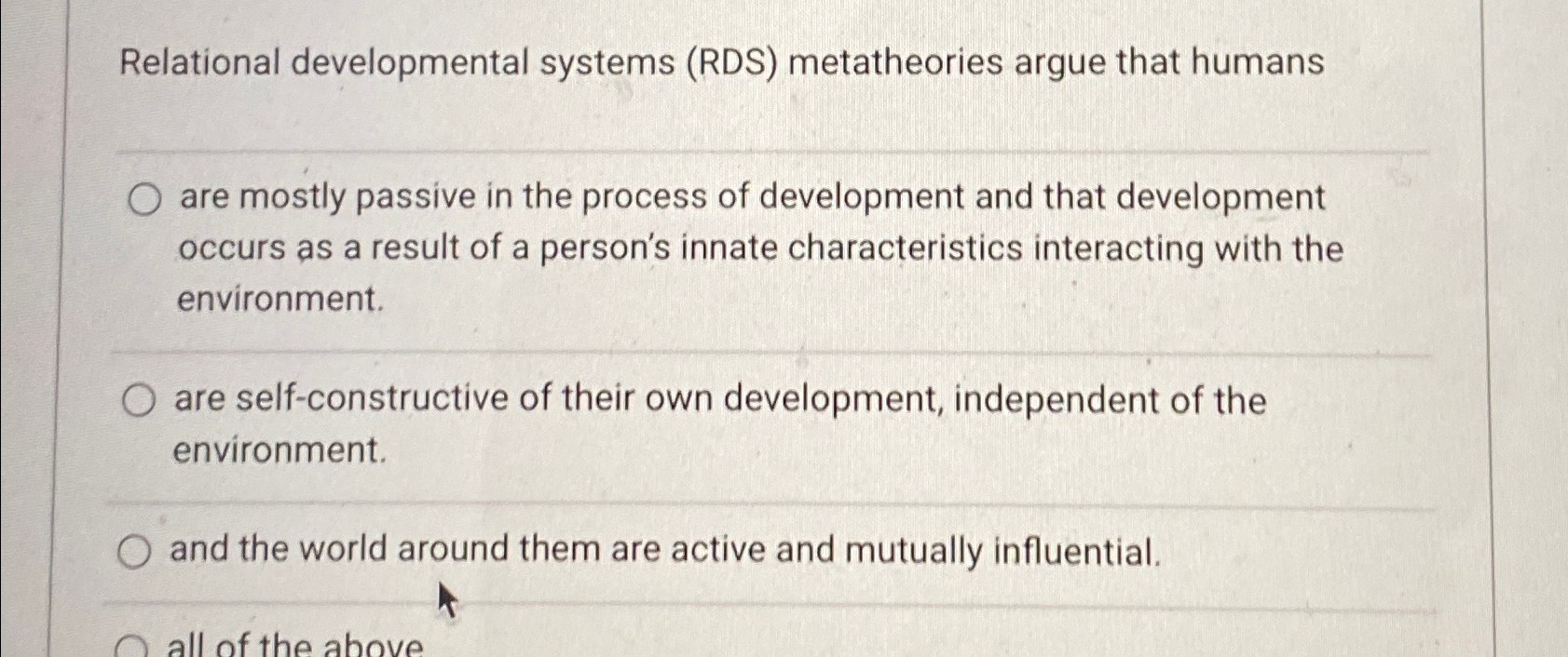 Solved Relational developmental systems (RDS) ﻿metatheories | Chegg.com