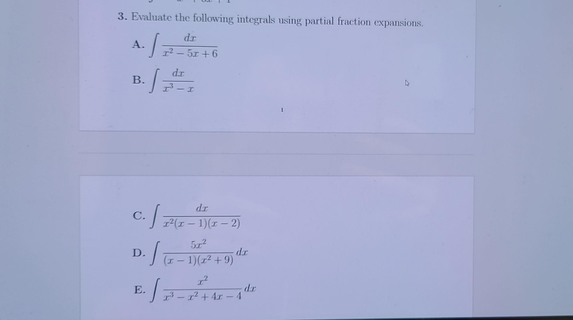 Solved 3. Evaluate the following integrals using partial | Chegg.com
