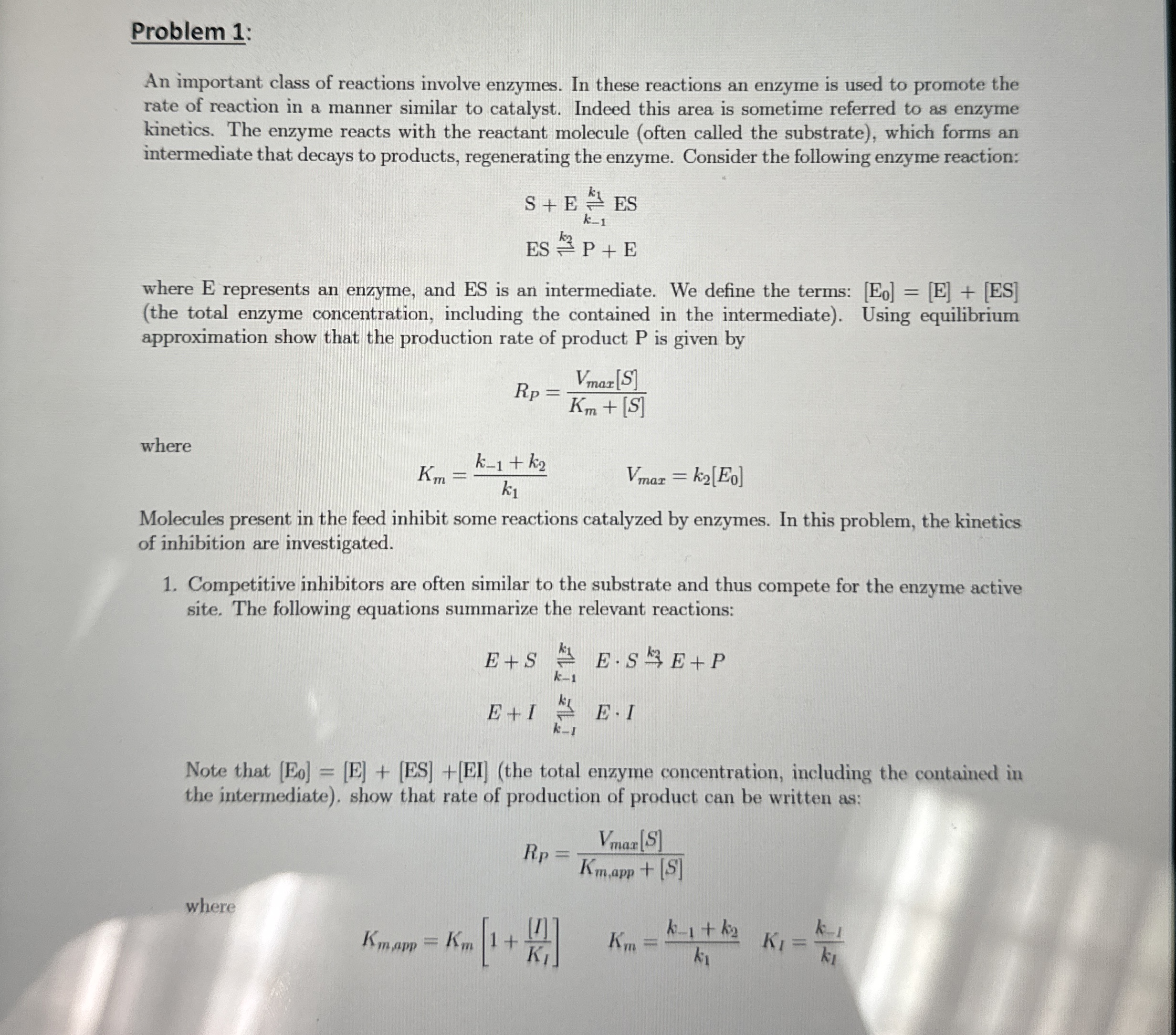Solved Problem 1:An important class of reactions involve | Chegg.com