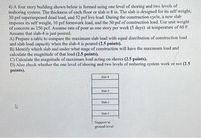 Solved 4) A four story building shown below is formed using | Chegg.com