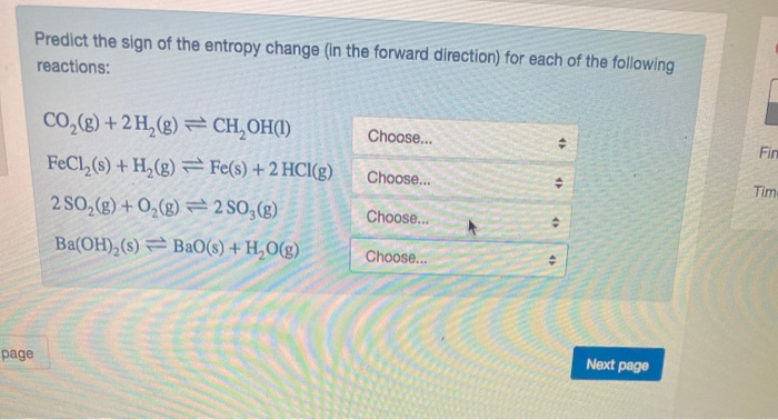 Solved Predict the sign of the entropy change (in the | Chegg.com