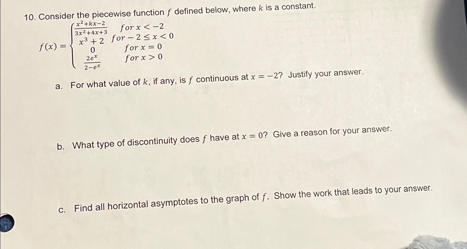 Solved Consider the piecewise function f ﻿defined below, | Chegg.com